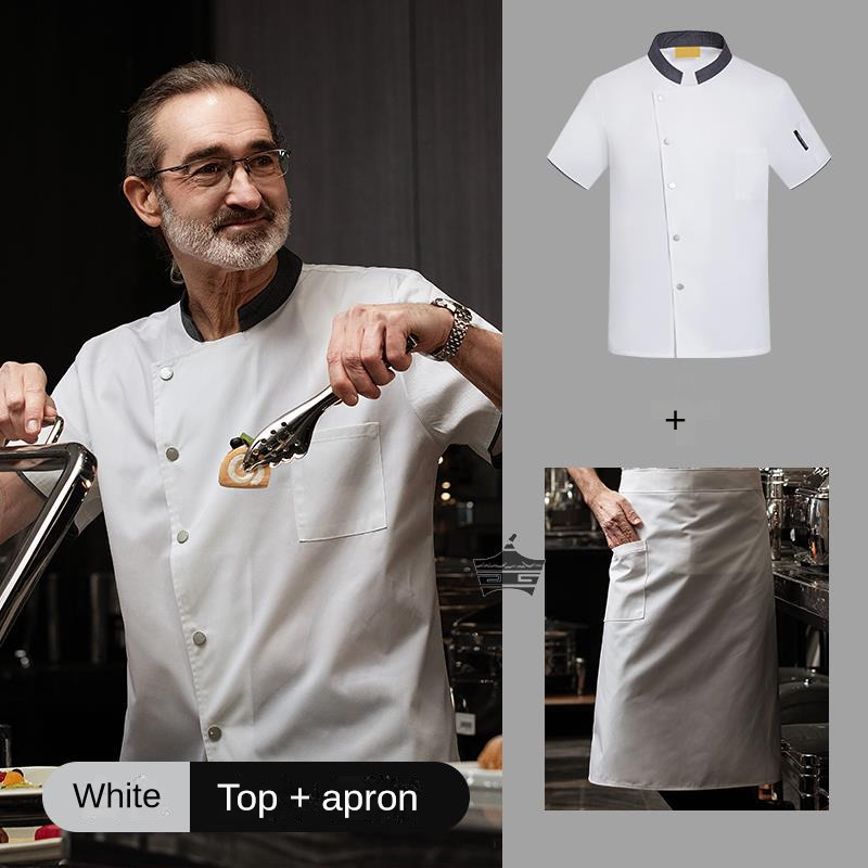 High-end Michelin star hotel chef uniform short-sleeved men's catering ...