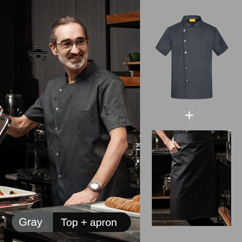 High-end Michelin star hotel chef uniform short-sleeved men's catering ...