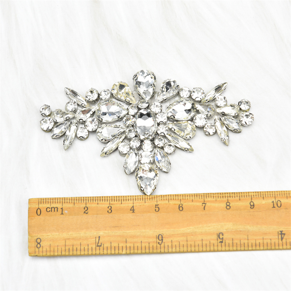 2Pcs Flower Shape HotFix Rhinestone Applique Iron On Crystal Sticker ...