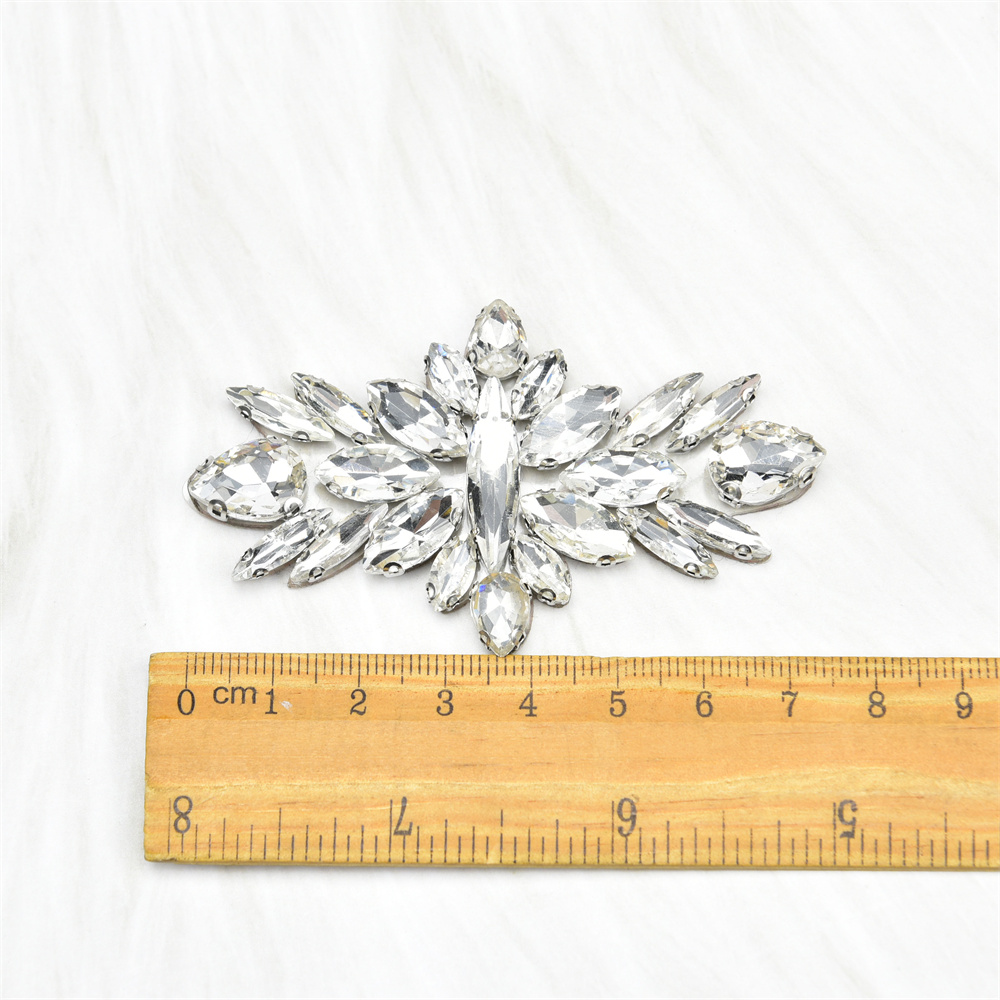2Pcs Flower Shape HotFix Rhinestone Applique Iron On Crystal Sticker ...