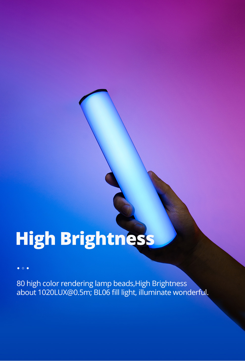 AMBITFUL BL06 RGB 3200-4500-5600K RGB LED Video Stick Tube Light Built ...