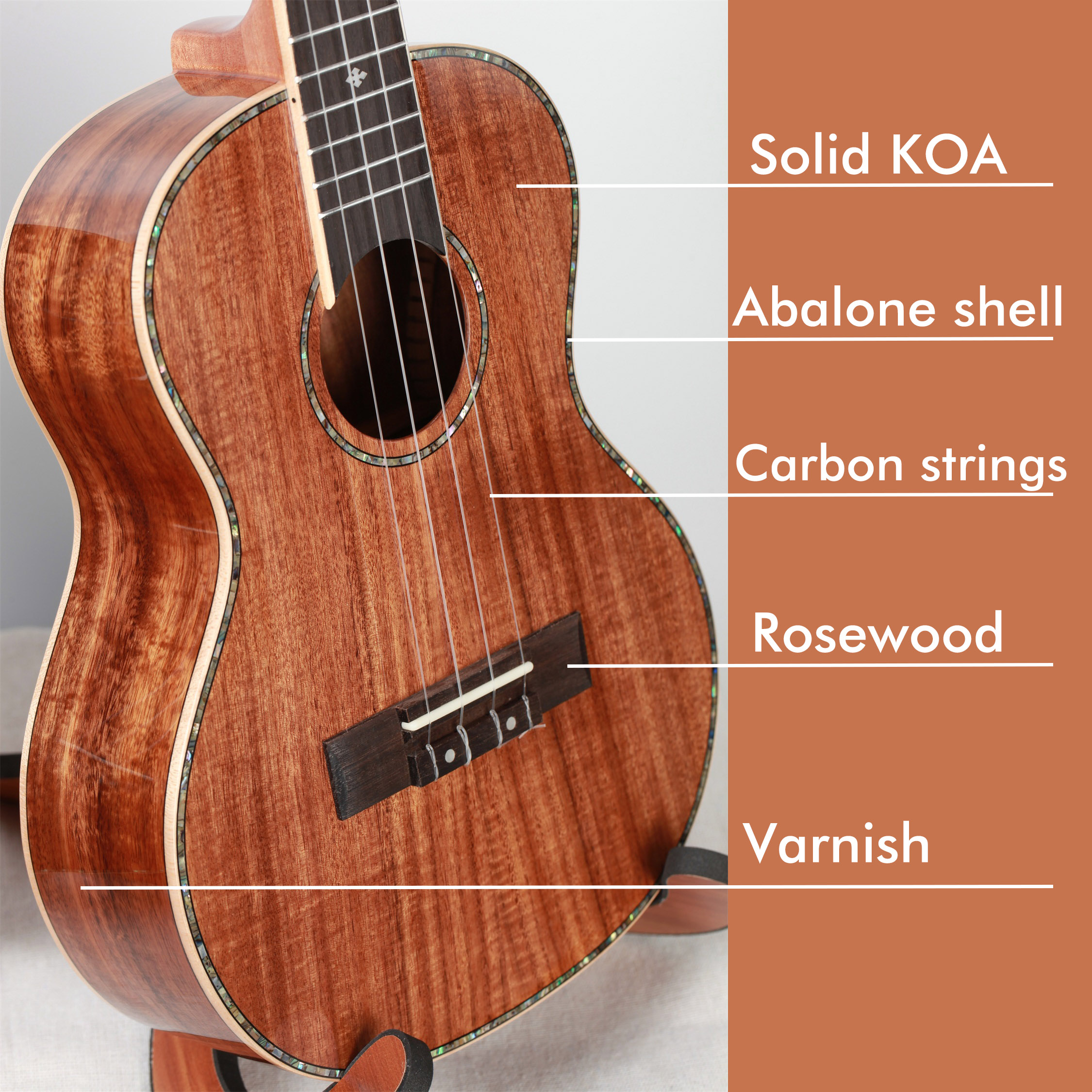 INITER Professional performer ukulele 26inch tenor KOA Allsolid Varnish ...