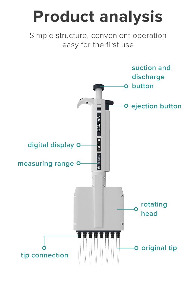 JOANLAB Multichannel Pipette Lab Equipment Digital Adjustable ...