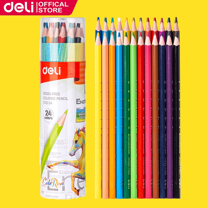 Deli 12/24Pcs Color Pencil Set Drawing Painting Set Colored Pencil ...