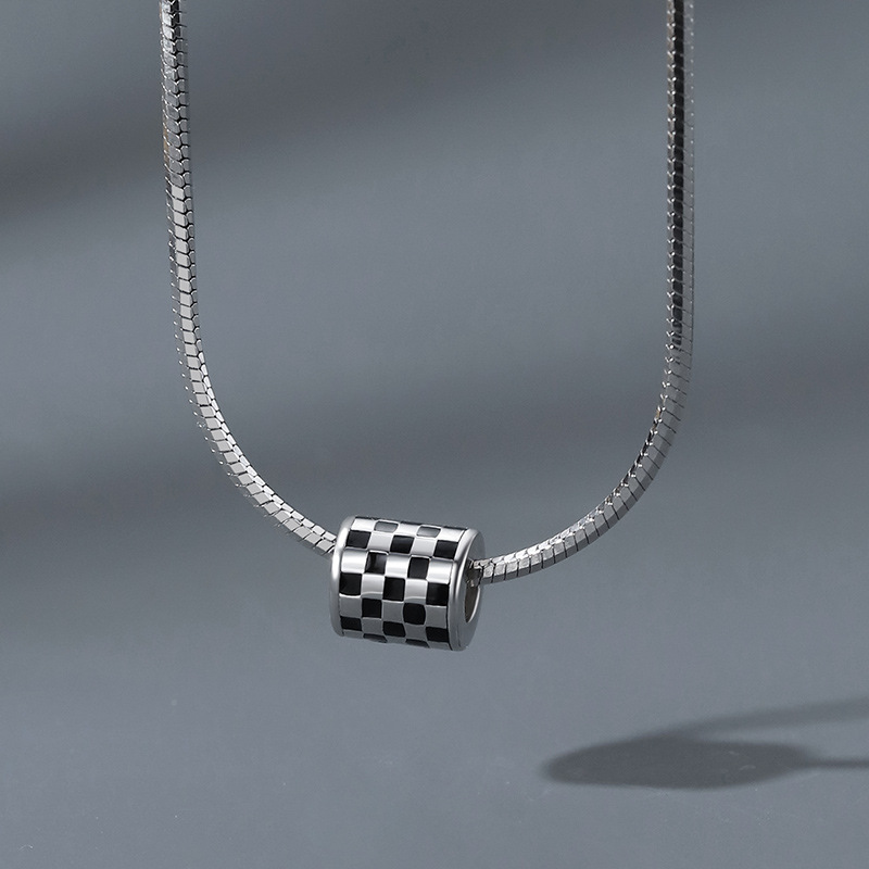 Fashion Jewerly Hip hop Personality Titanium Steel Checkerboard Pendant ...