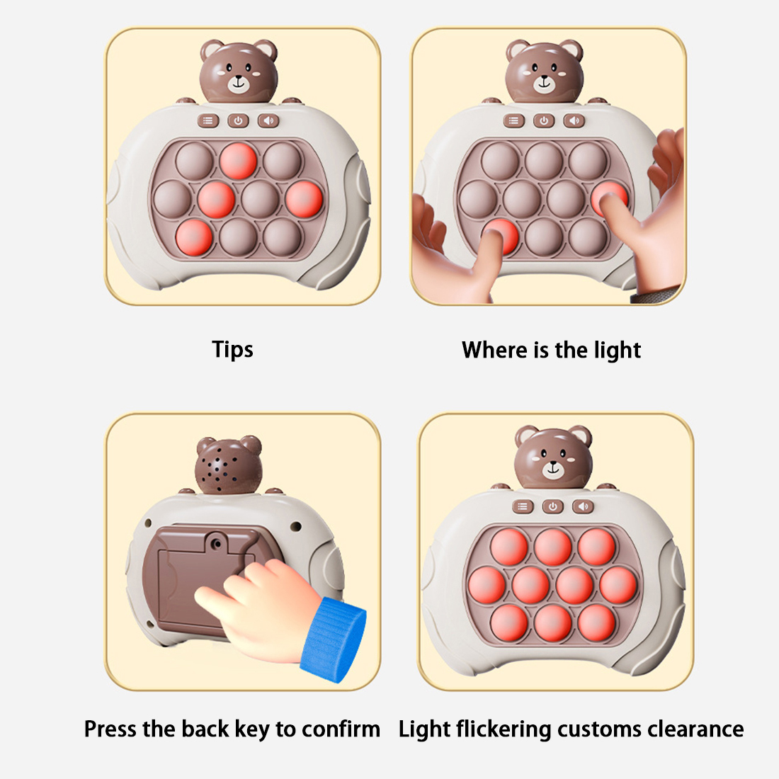 Pop It Game-Pop It Pro Light Up Game Quick Push Fidget Game Puzzle Game ...