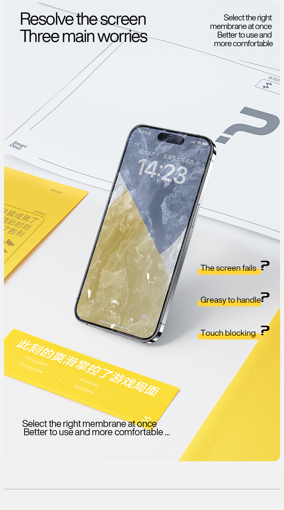 SmartDevil Matte Ceramic Tempered Glass For iPhone13/iPhon14Pro/13Pro Max Gaming Gaming Film ...