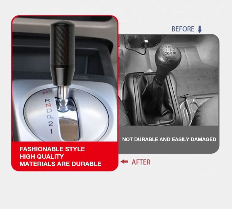 HOTSPEED 9cm Car Carbon Fiber Pattern Universal Shift Knob Handle ...
