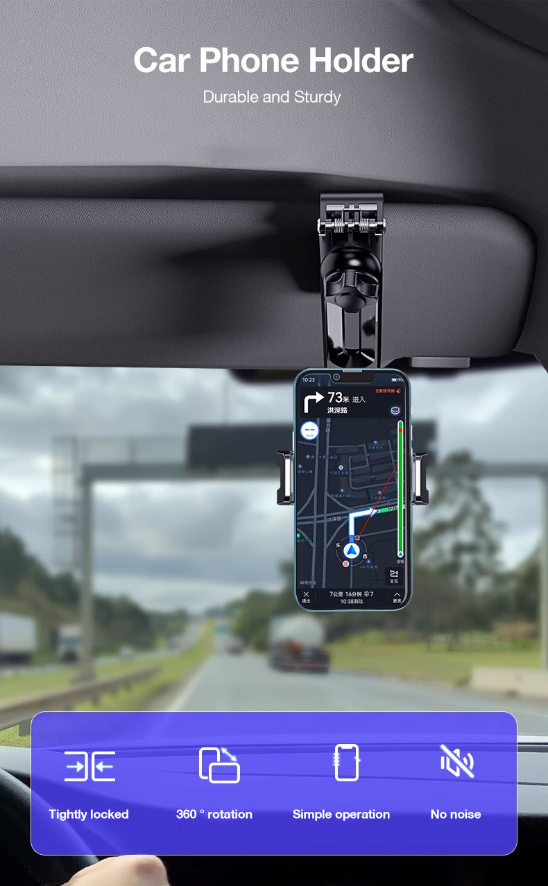 HOTSPEED Car Phone Holder Visor Phones Mount Retractable Multi-angle ...