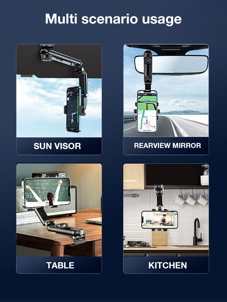 HOTSPEED Car Phone Holder Visor Phones Mount Retractable Multi-angle ...