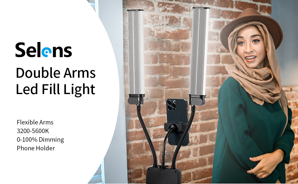Selens Photo Studio Double Arms Fill Selfie Ring light Multimedia ...