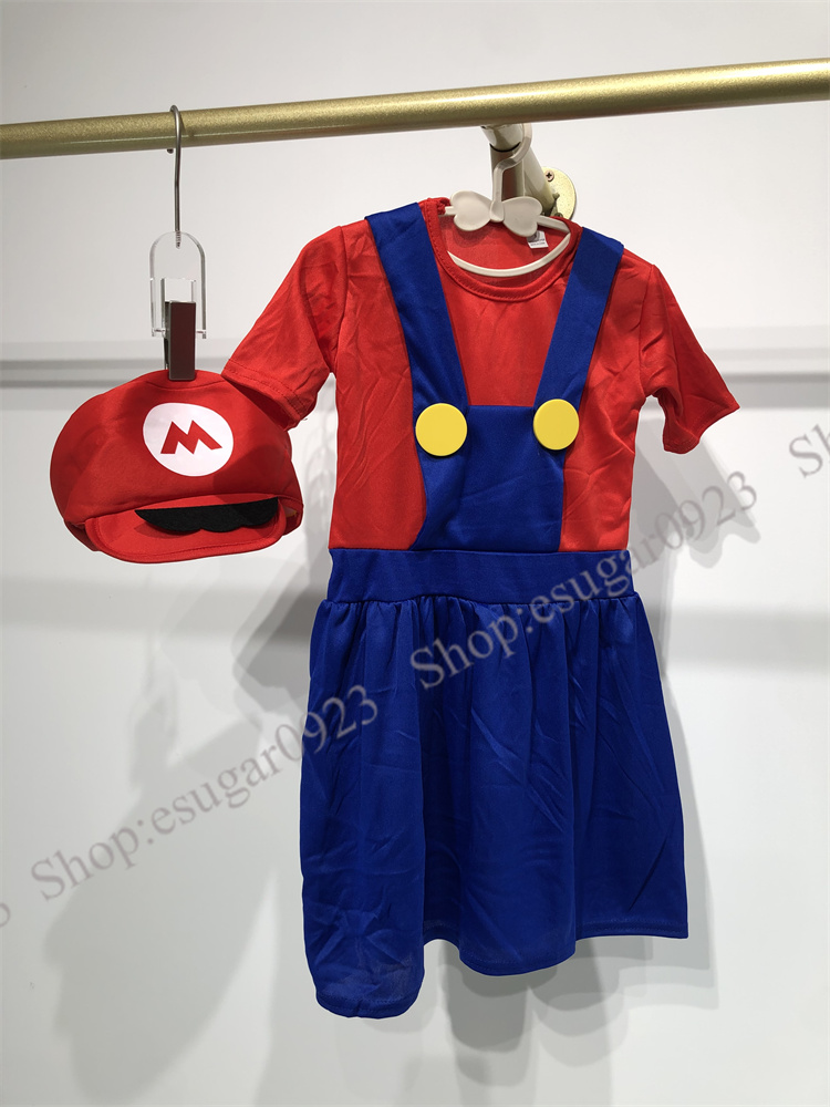 Super Mario Costume for Kids Boy Adult Men women costume jumpsuit Mario ...