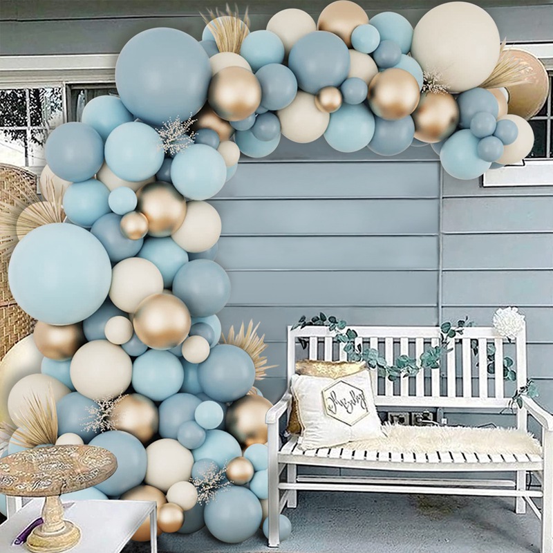 115Pcs Blue Gold Sand White Balloons Chain Set Latex Balloons Balloons ...