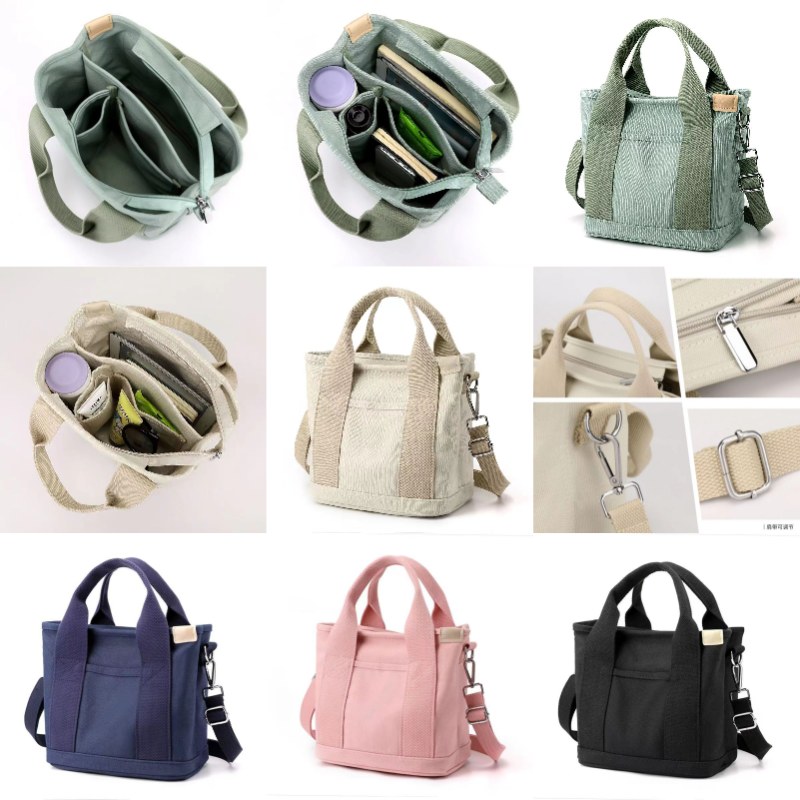 Multi compartment style canvas bag practical messenger bag female ...