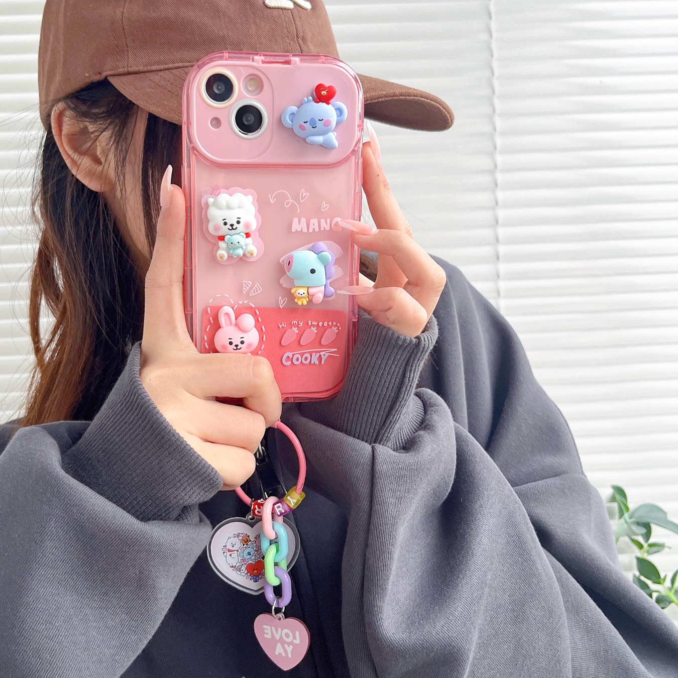 Korean Celebrity Cartoon Bracket Vanity Mirror iPhone Case for iPhone ...