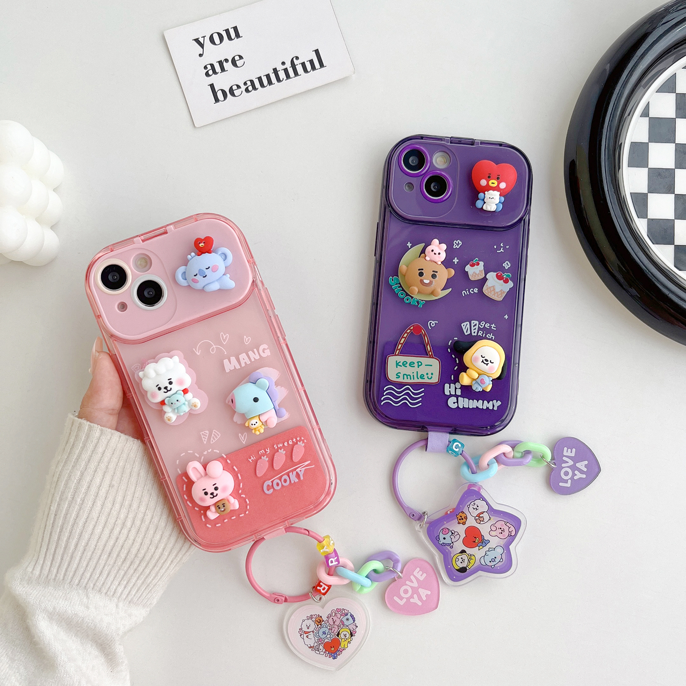 Korean Celebrity Cartoon Bracket Vanity Mirror iPhone Case for iPhone ...