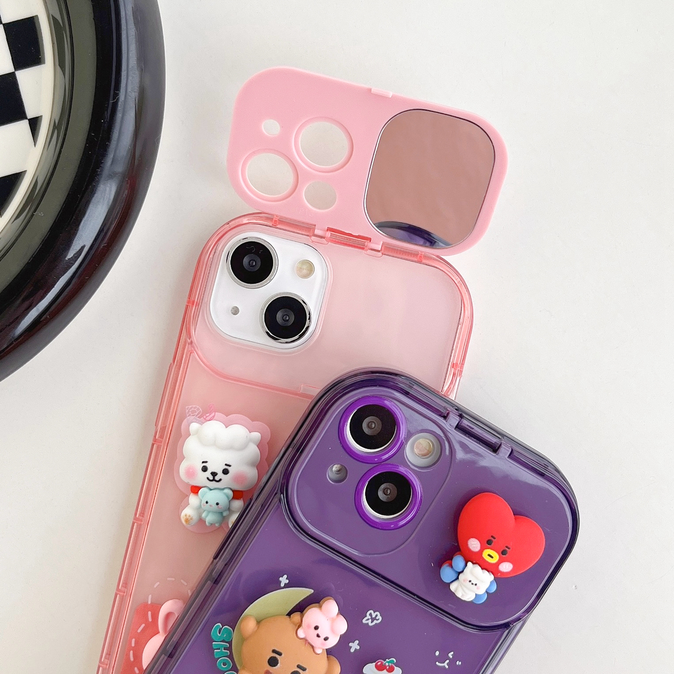 Korean Celebrity Cartoon Bracket Vanity Mirror iPhone Case for iPhone ...