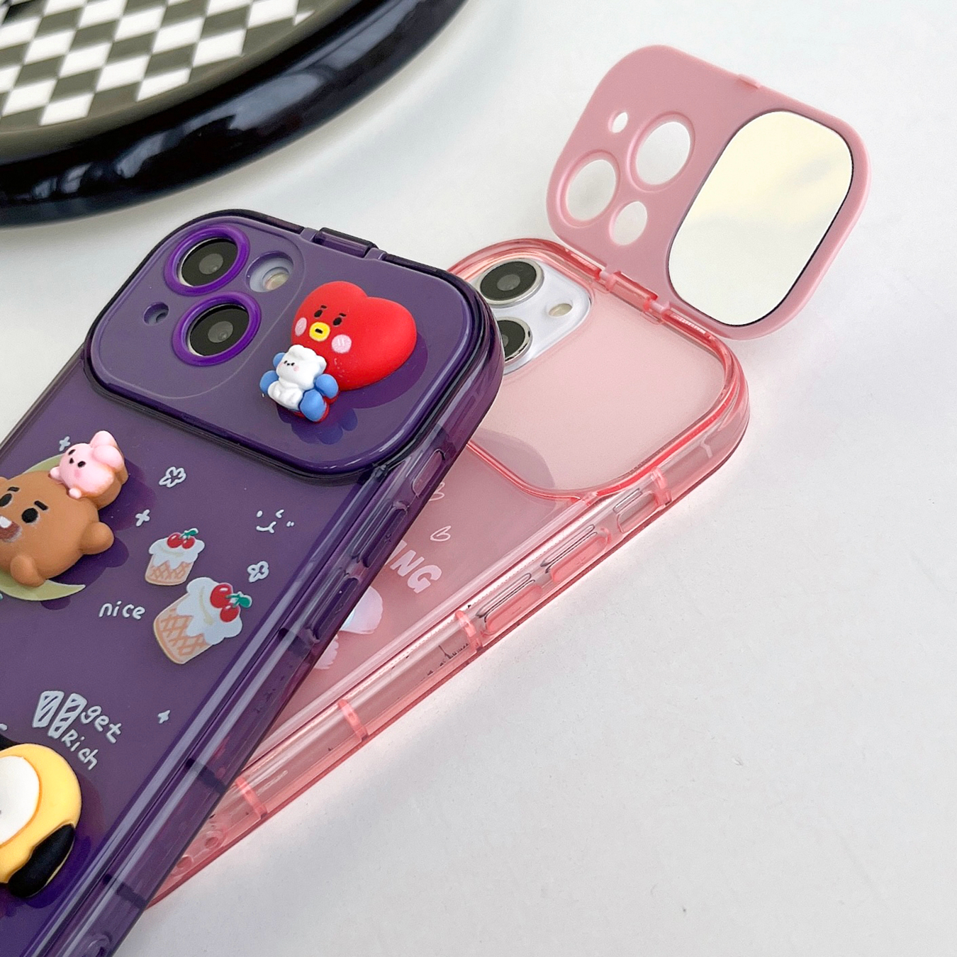 Korean Celebrity Cartoon Bracket Vanity Mirror iPhone Case for iPhone ...