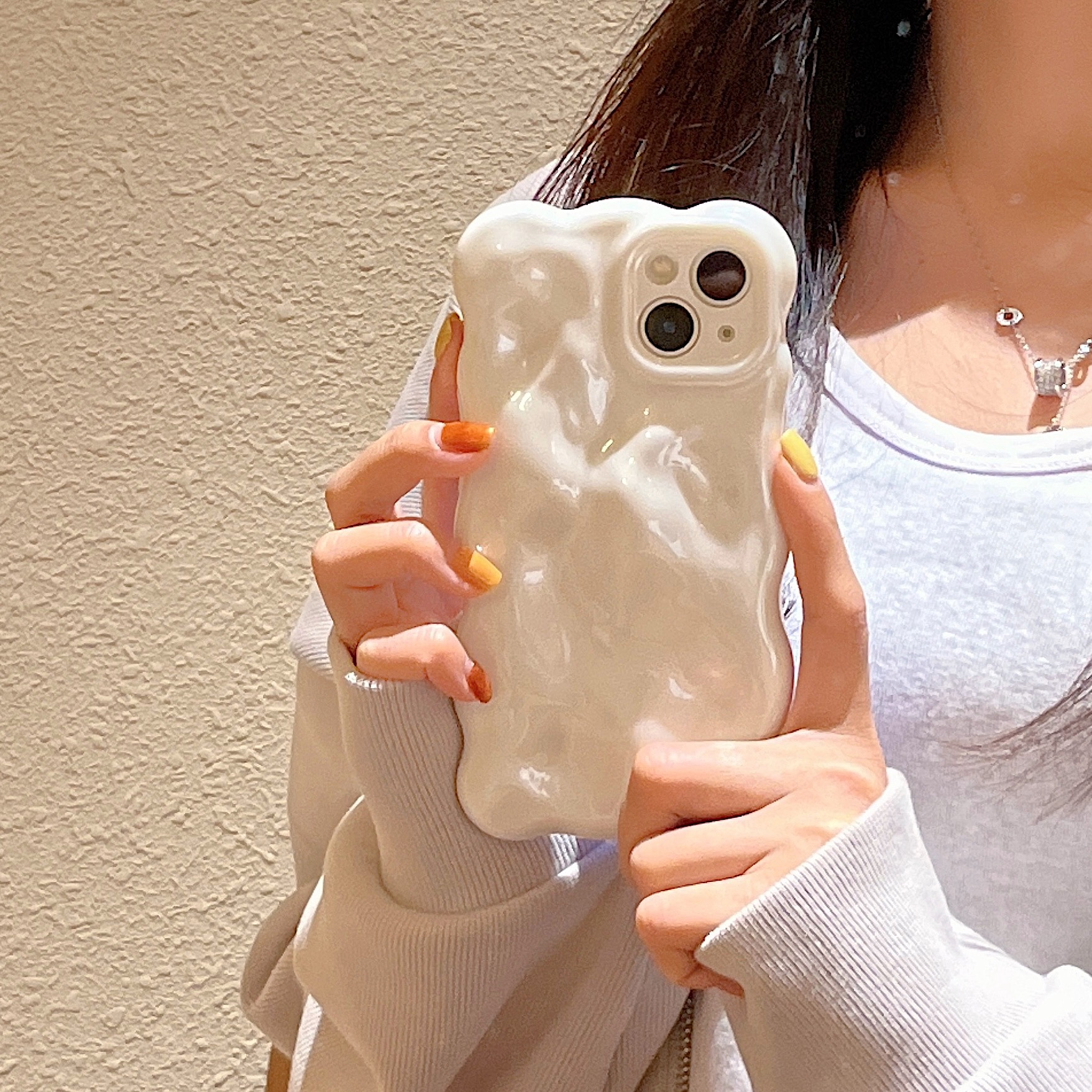 Pearlescent White Wave Bubble Phone Case for iPhone 17ProMax 16 15 ...