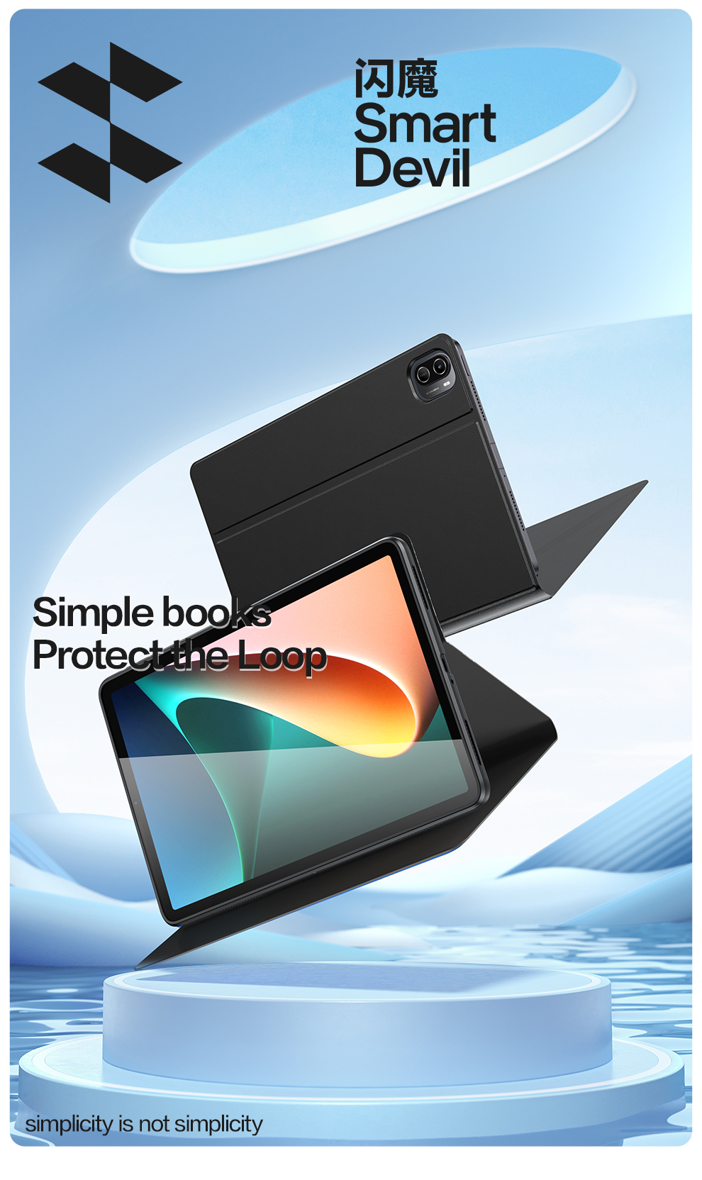 SmartDevil Book-Style Case For Xiaomi Pad 5/6 With Pen Slot Magnetic ...