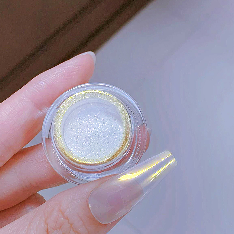Aurora Pearl White Nails Glitter Dust Chrome Moonlight White Rubbing on ...