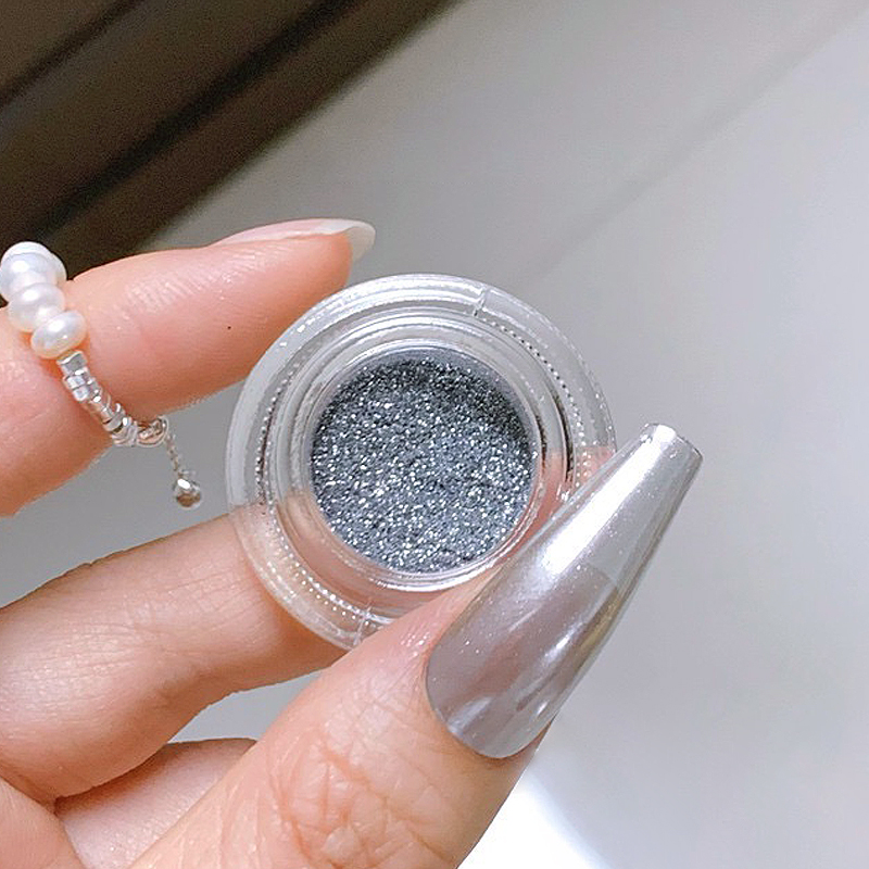 Aurora Pearl White Nails Glitter Dust Chrome Moonlight White Rubbing on ...