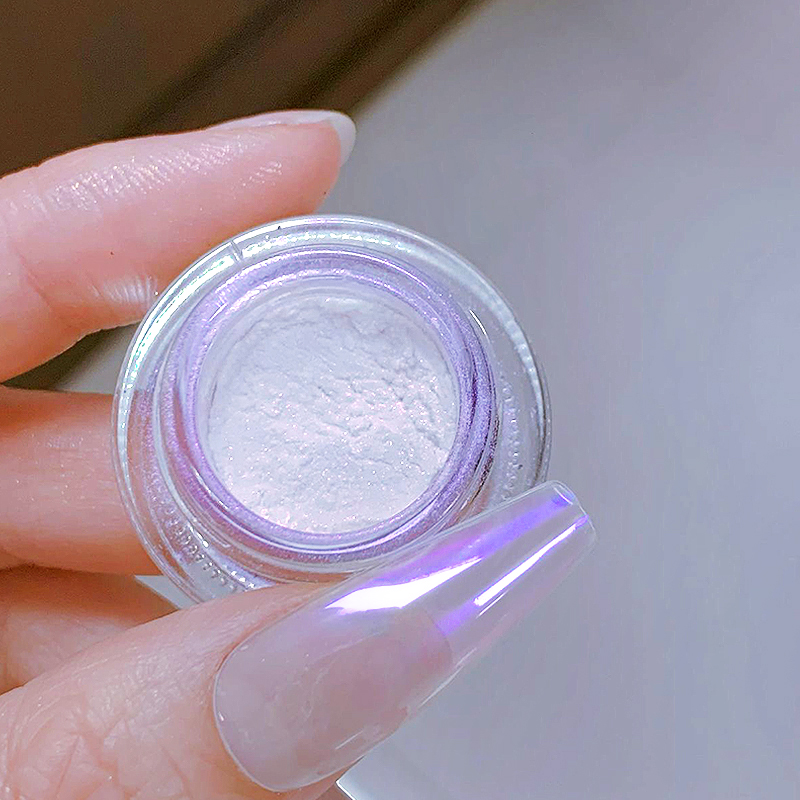 Aurora Pearl White Nails Glitter Dust Chrome Moonlight White Rubbing on ...