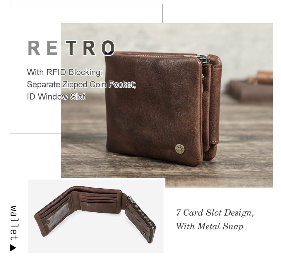 CONTACT'S Genuine Leather Men Wallet Small RFID Casual Trifold Short ...