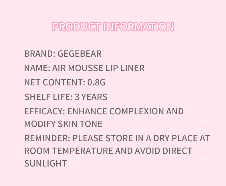 Gege Bear Lipliner Shimmer Matte Lip Liner Pencil Long Lasting Lipstick ...