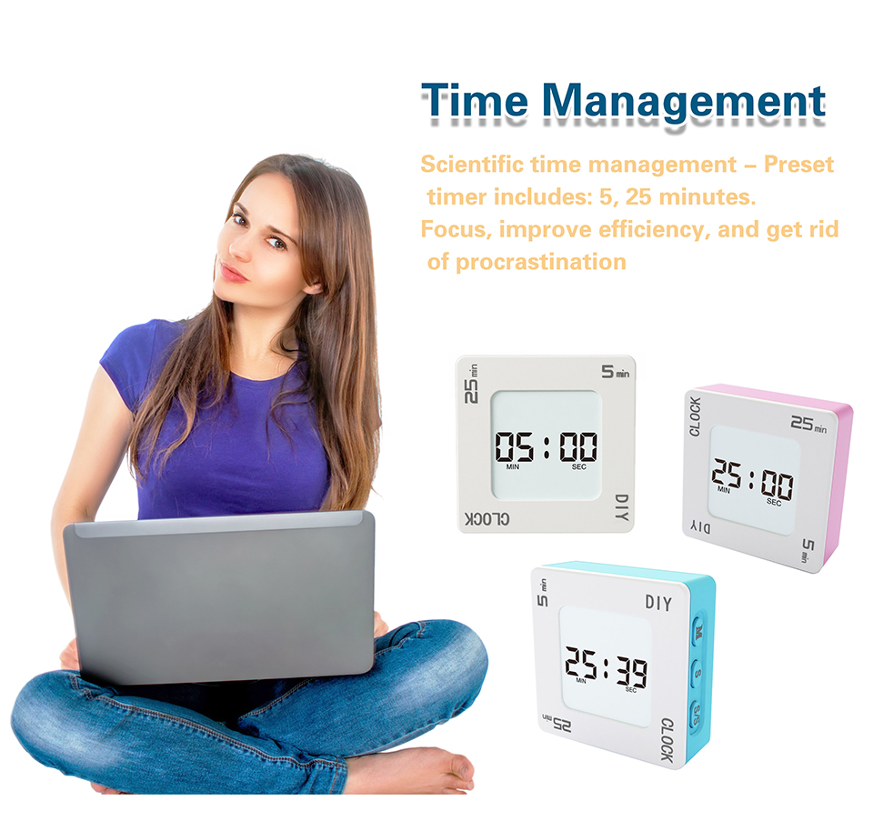DIY Time Management Pomodoro Timer Creative Square Alarm Clock ...