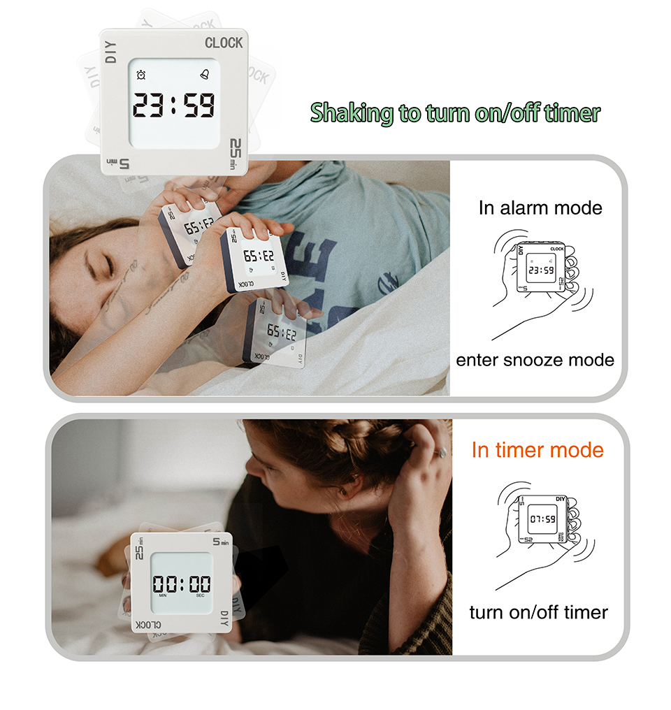 DIY Time Management Pomodoro Timer Creative Square Alarm Clock ...
