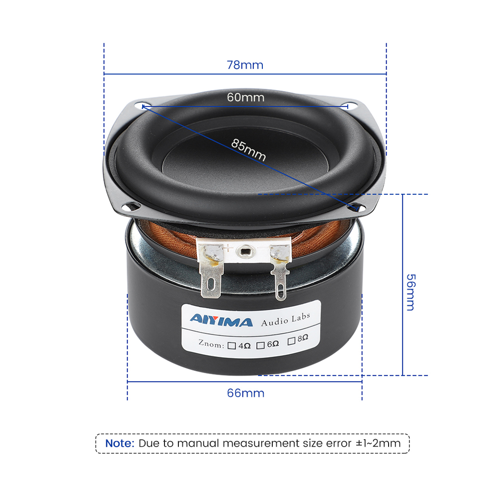 AIYIMA 3 Inch Subwoofer Speaker 4/8 Ohm 25W Small Steel Cannon Audio ...