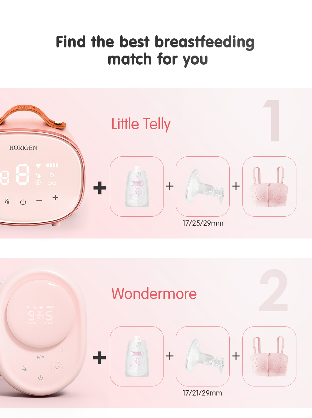 Horigen Wondermore 3D Silicone Electric Breast Pump Handsfree Painless ...