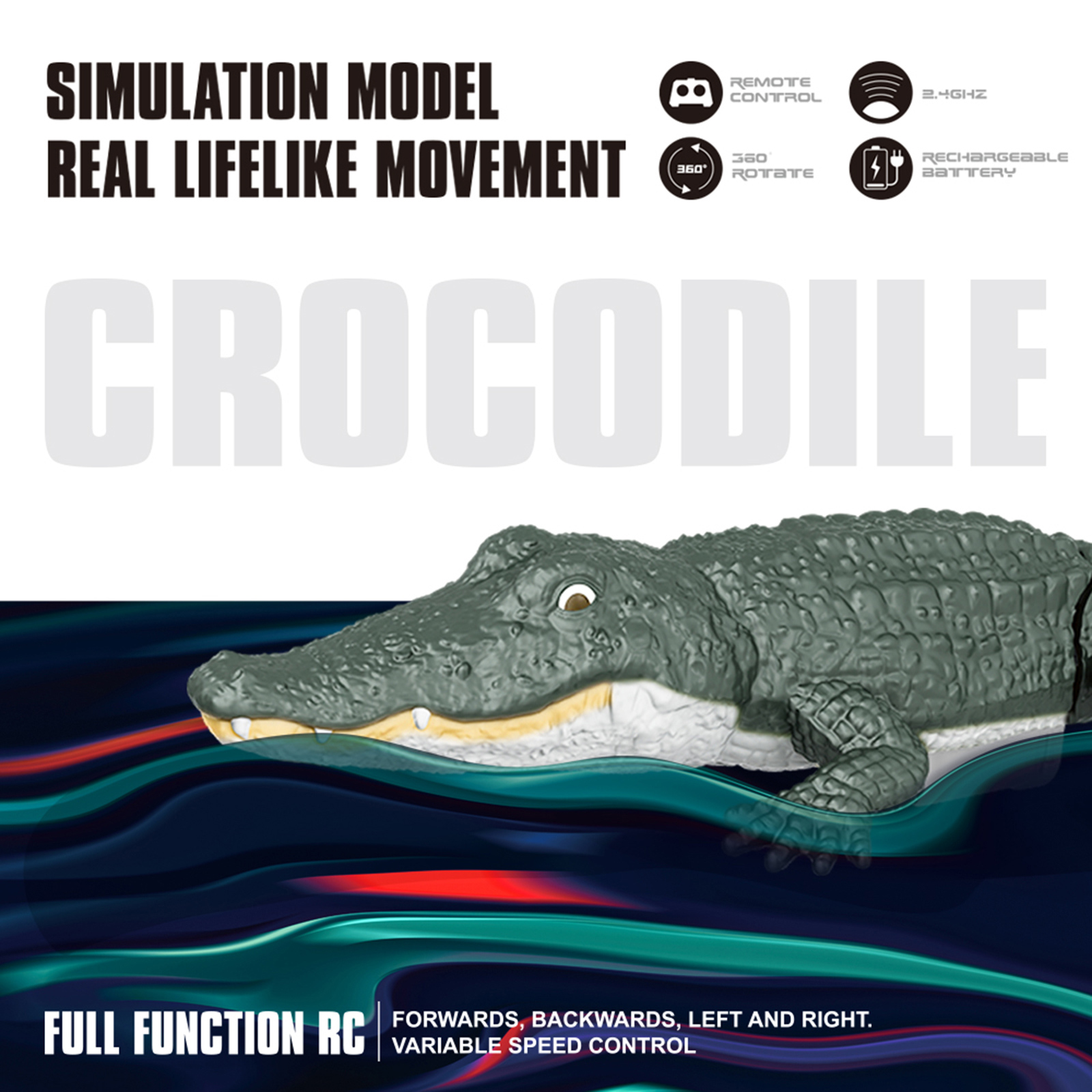 RC Boat Ship Toy Simulation Crocodile Alligator 2.4G Remote Control ...
