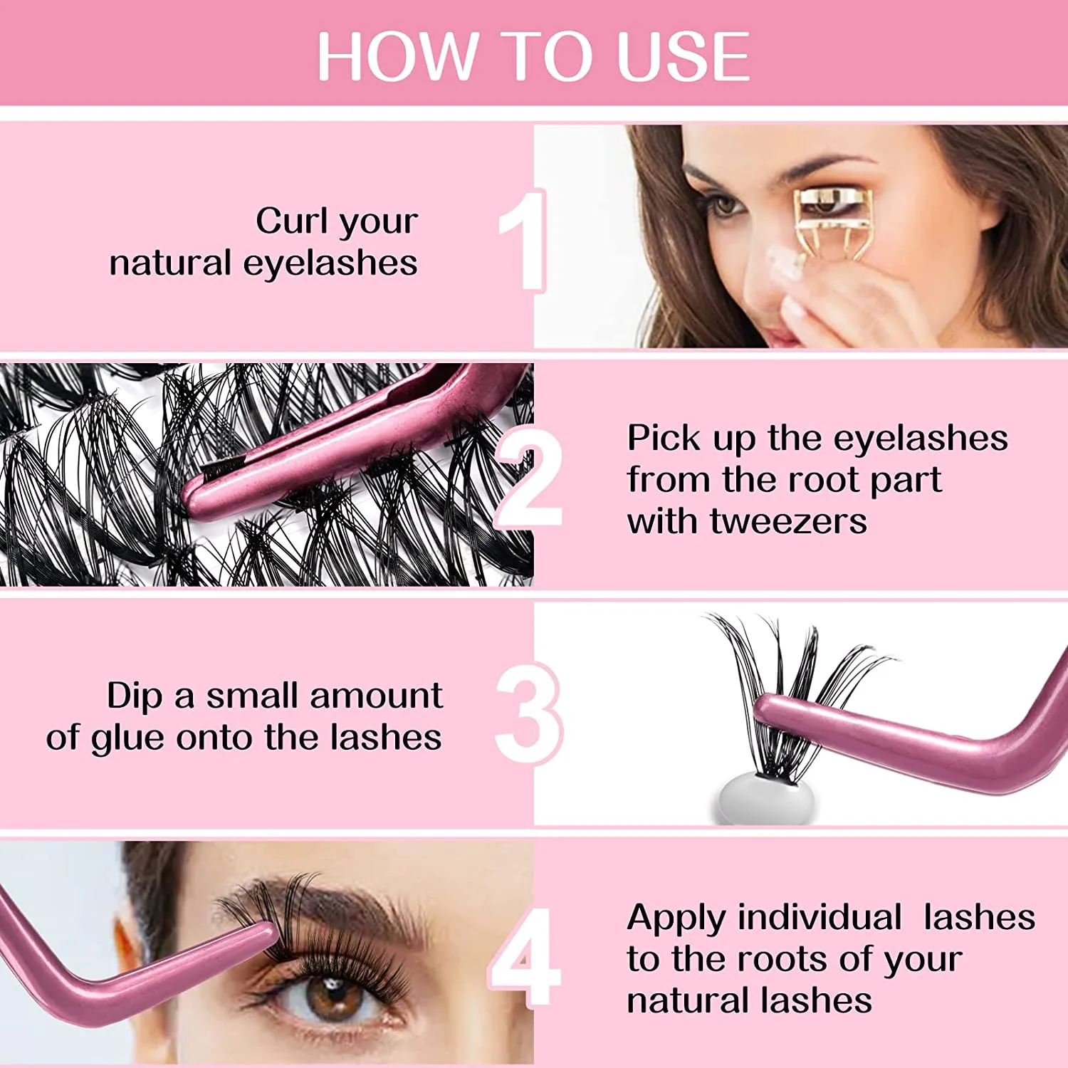 Lvcheryl 60 Clusters Lashes D Curl Volume Individual Lashes Extensions ...