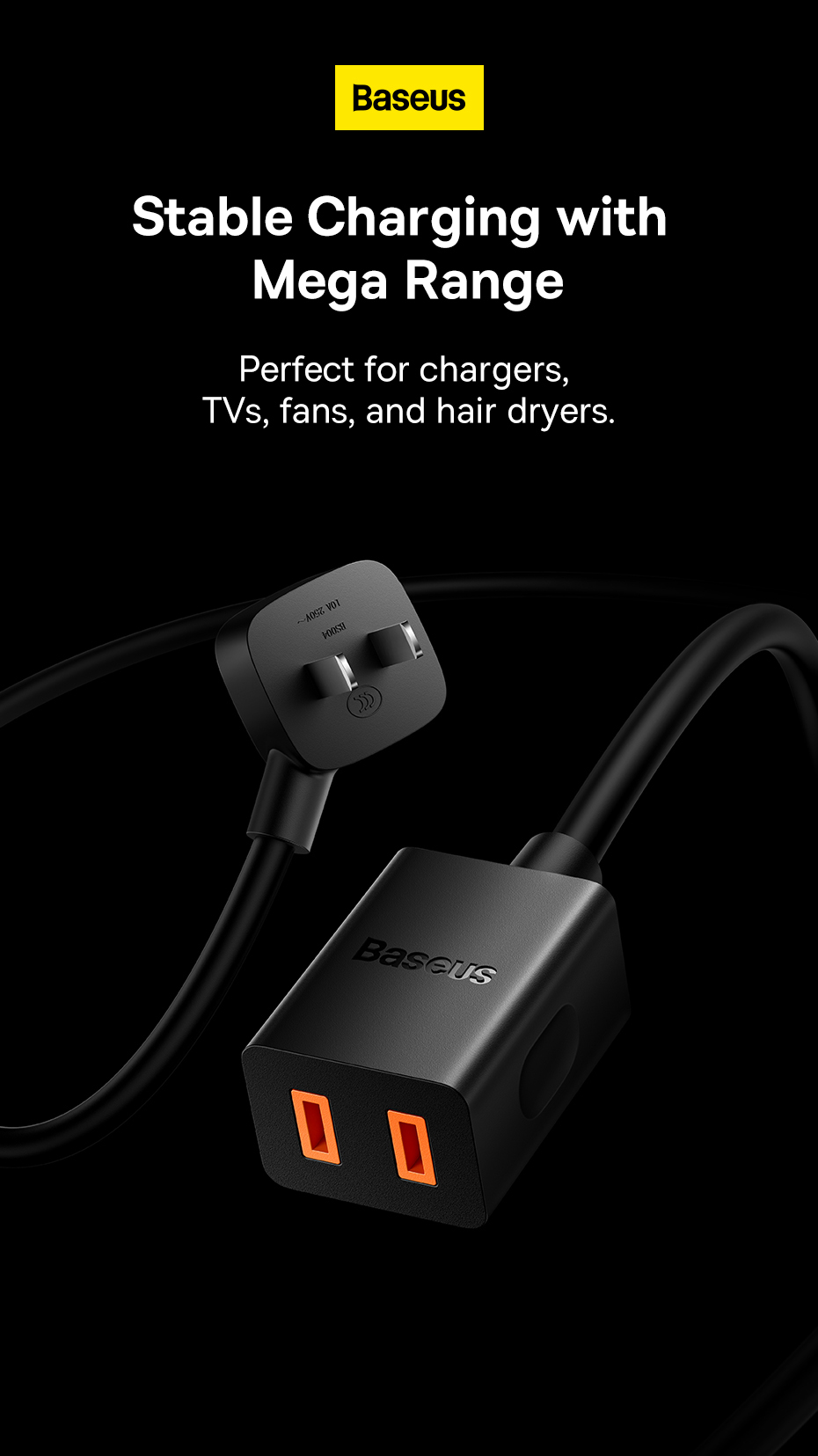 Baseus Mini Power Strip 2500W Power US Extension Plug 1m Male Plug To ...