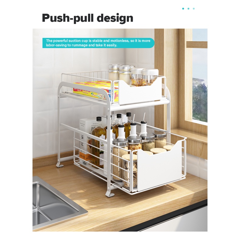 2-Tier Kitchen Bathroom Under Sink Rack Organizer Cabinet Rack Kitchen ...