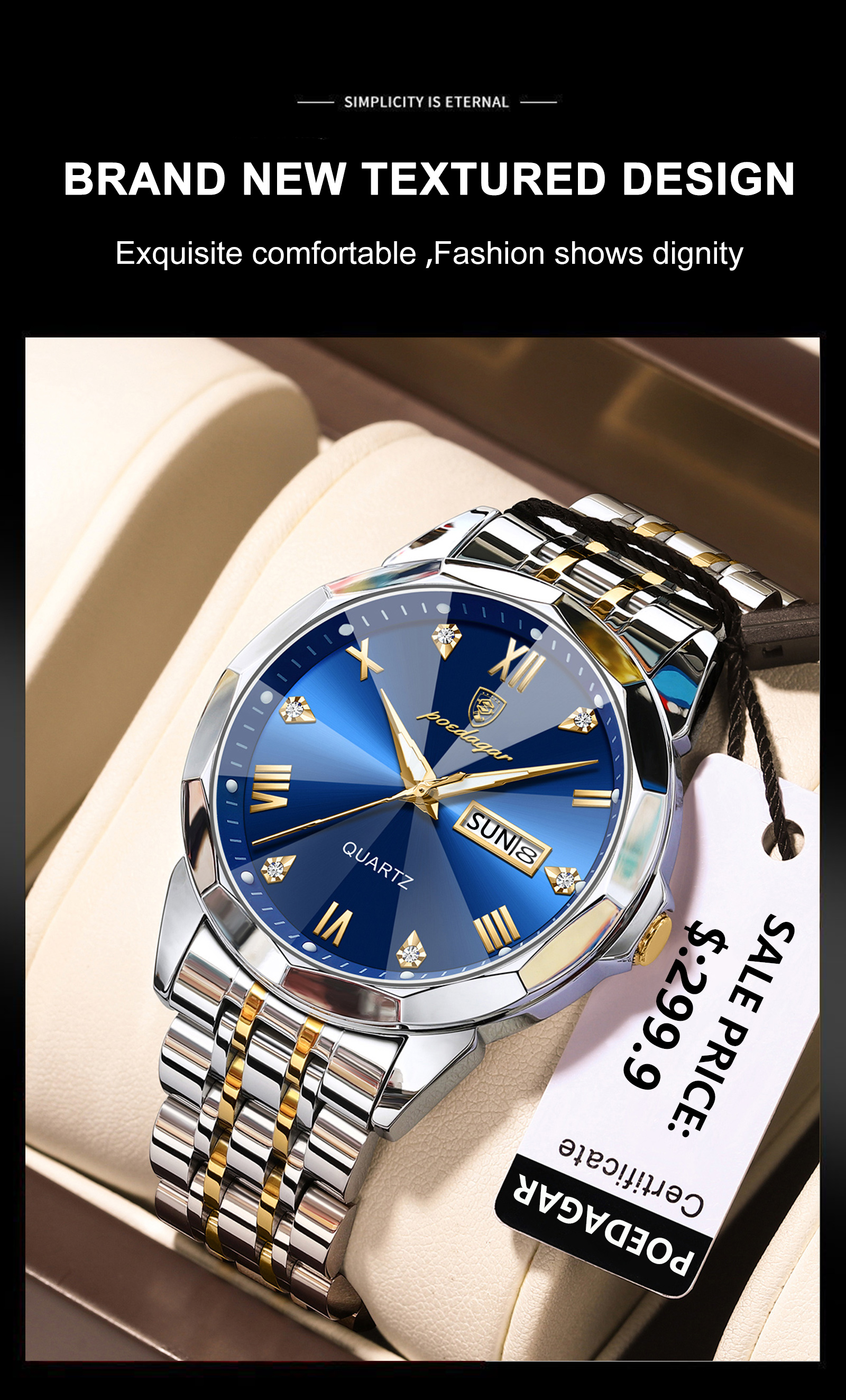 POEDAGAR New Watch For Men With Box Waterproof Original Stainless Steel ...