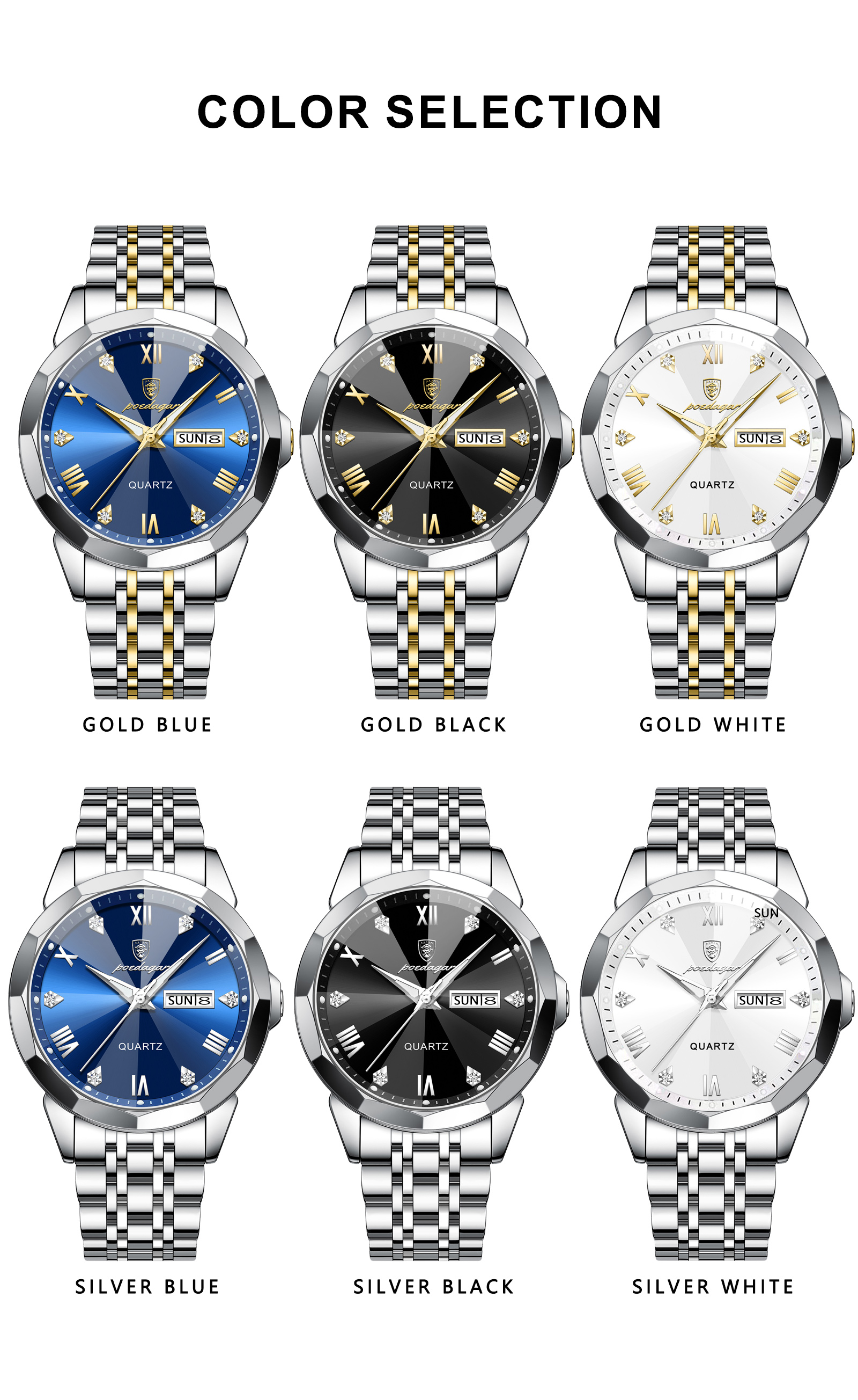 POEDAGAR New Watch For Men With Box Waterproof Original Stainless Steel ...