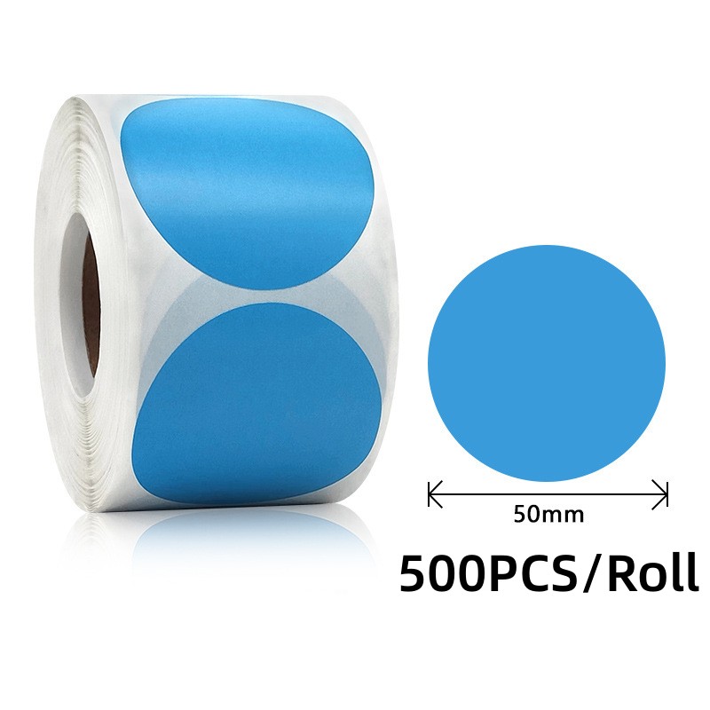 50mm 500PCS/Roll Large Round sticker Blue Yellow Orange Labels Big ...