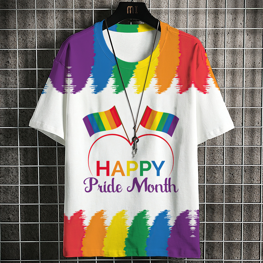 Pride Month Rainbow Pattern Printing LGBT Unisex Shirts New Trendy Men ...