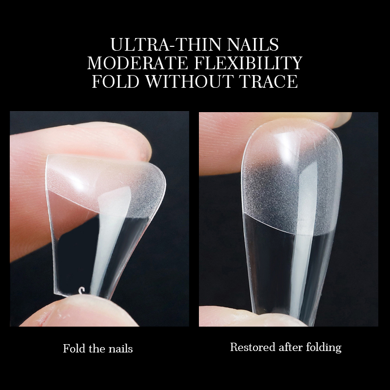 Almond Artificial Fake Nail XS Short Clear Full Cover Tips Sculpted ...