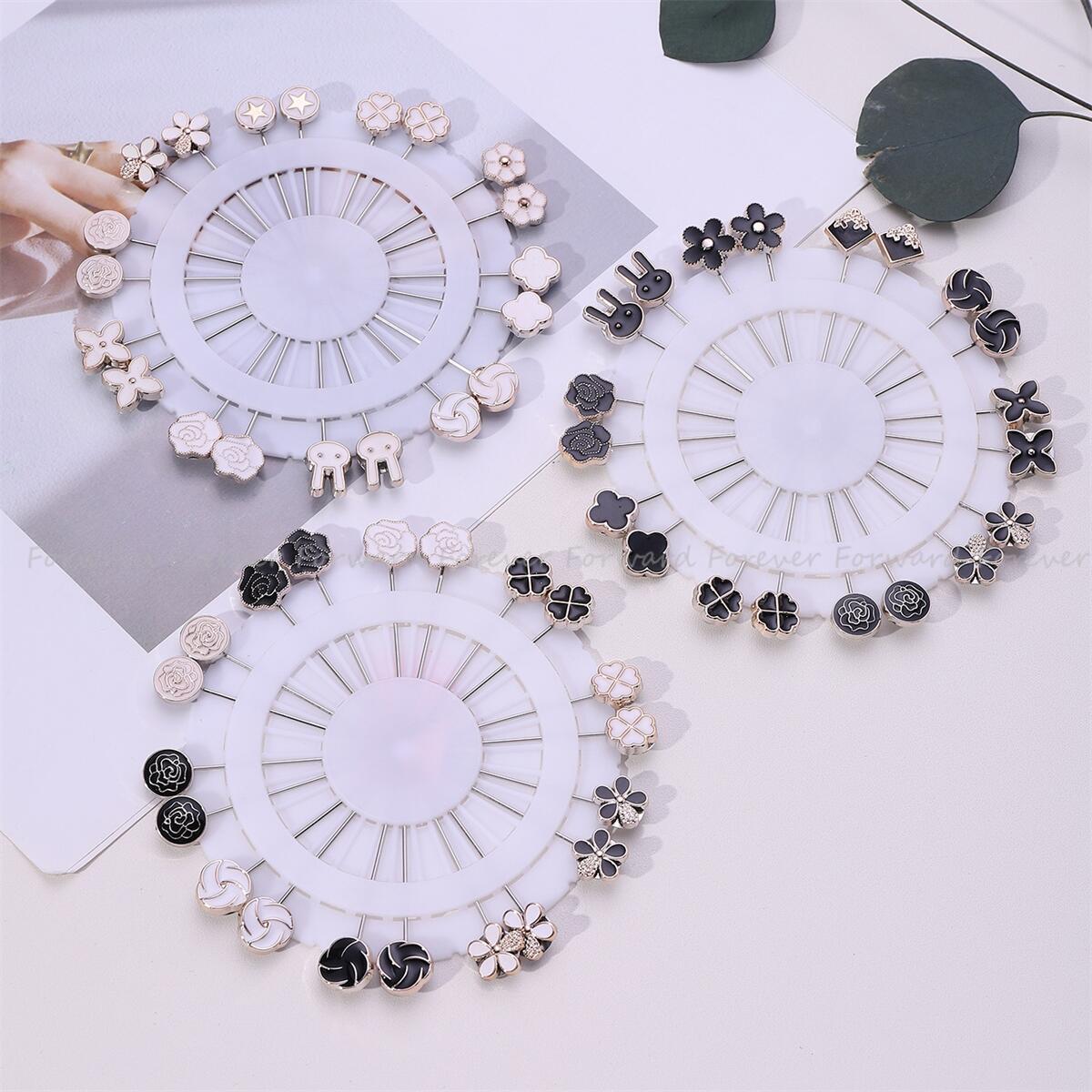 20pcs black&white oil paint long pin needle Muslim Scarf Hijab Clips ...