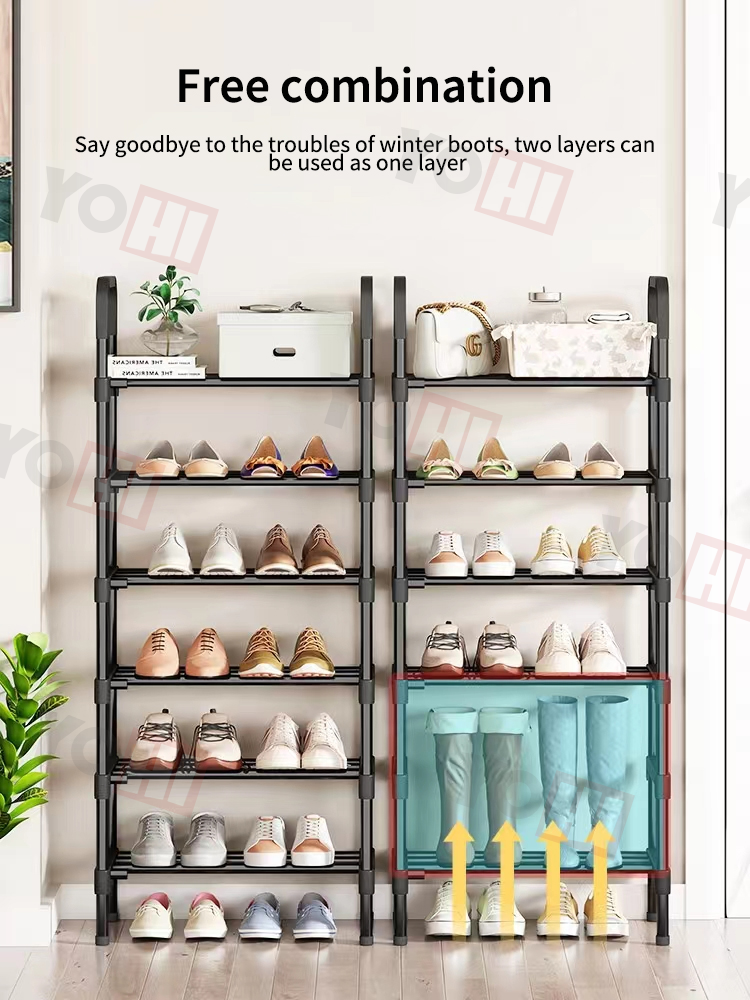 8 Layer Shoe Rack Simple Multi-layer Shoe Stand Stainless Steel ...
