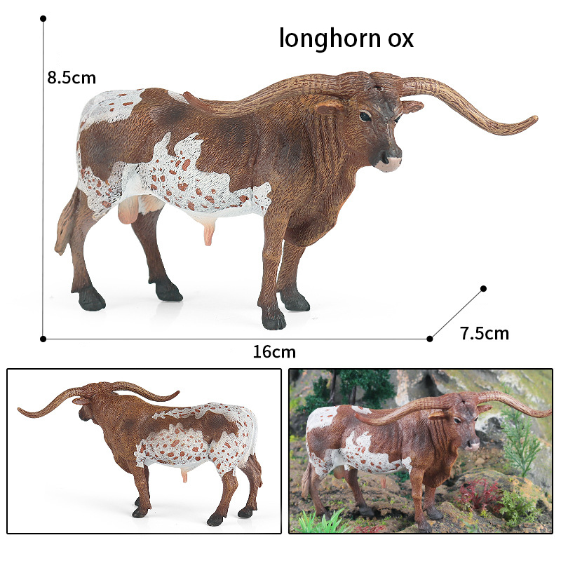 Animal Model Longhorn Ox Bull Cattle Figure Children Cognitive Toy ...