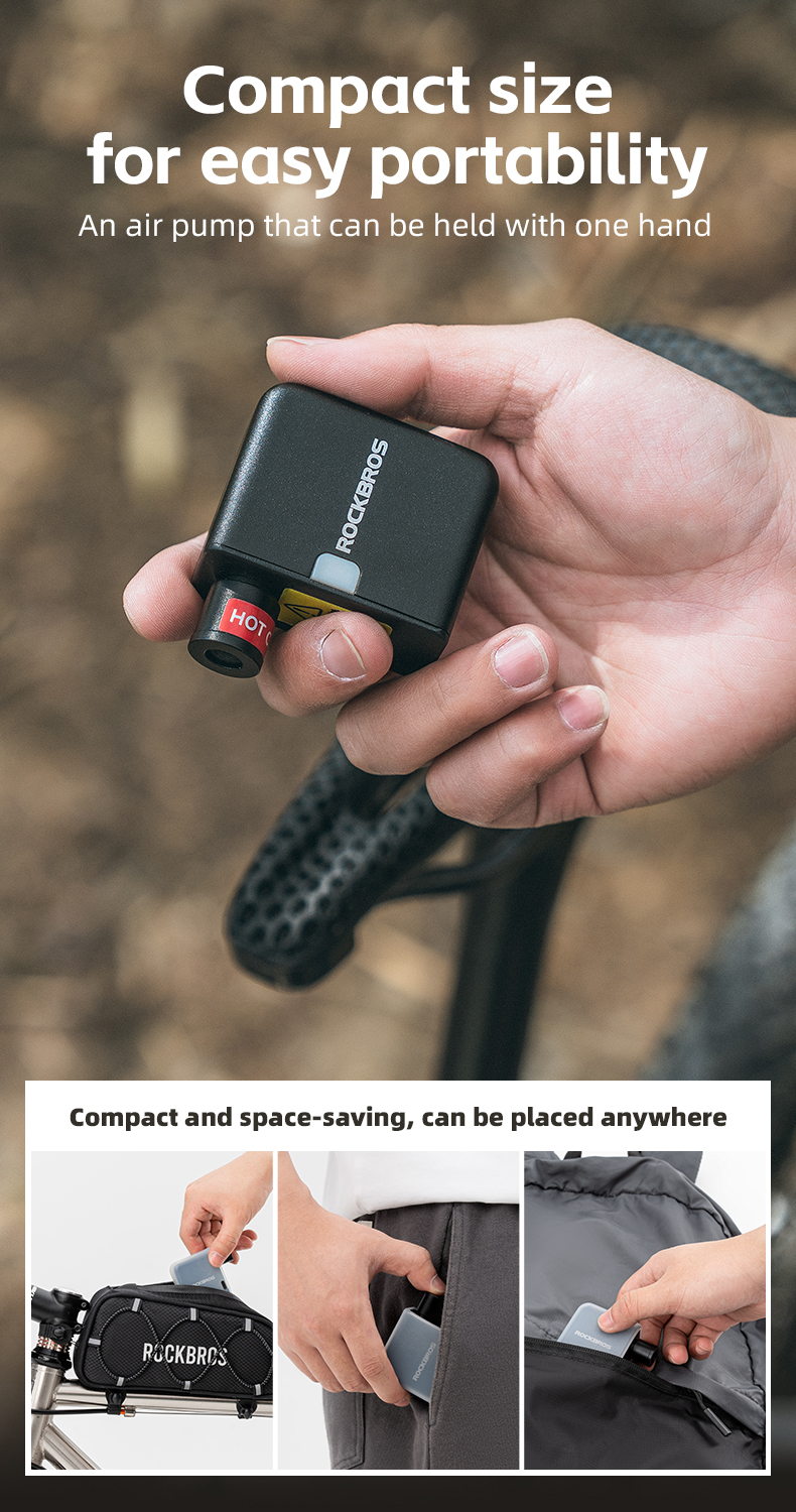 Rockbros Cube Mini Inflator Rechargable Electric Bike Air Pump Portable ...