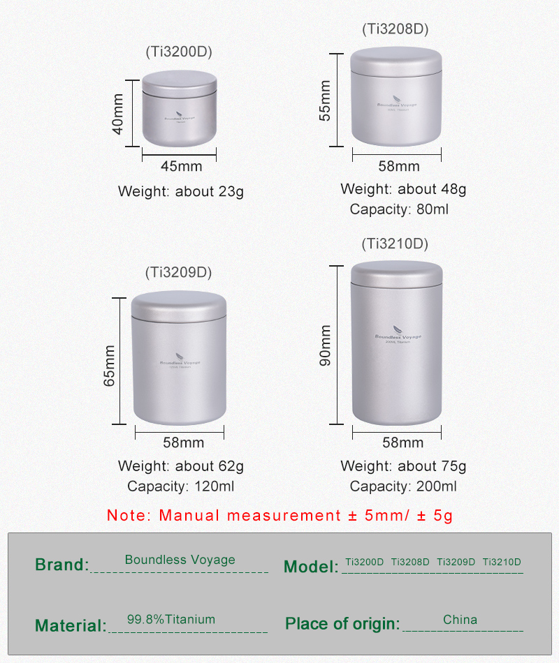 Boundless Voyage Titanium Tea Jar Mini Size Tea Canister Ultralight ...