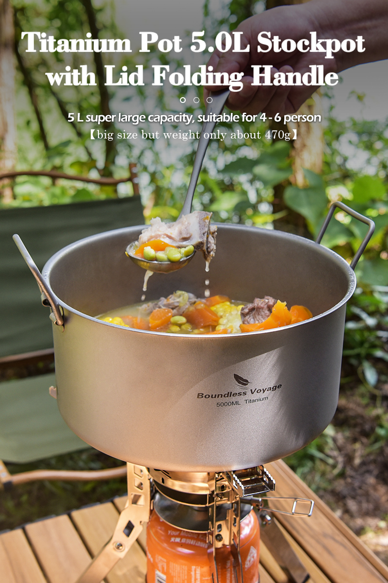 Boundless Voyage 2L 5L Titanium Big Capacity Soup Pot Stock Pot with ...