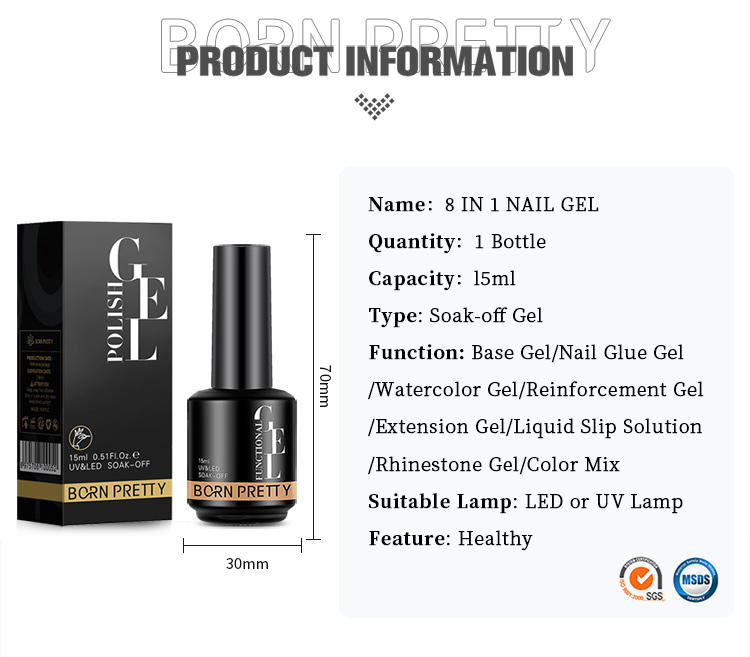 BORN PRETTY 8 In 1 Nail Glue Blooming Gel Nail Strengthener Extension ...