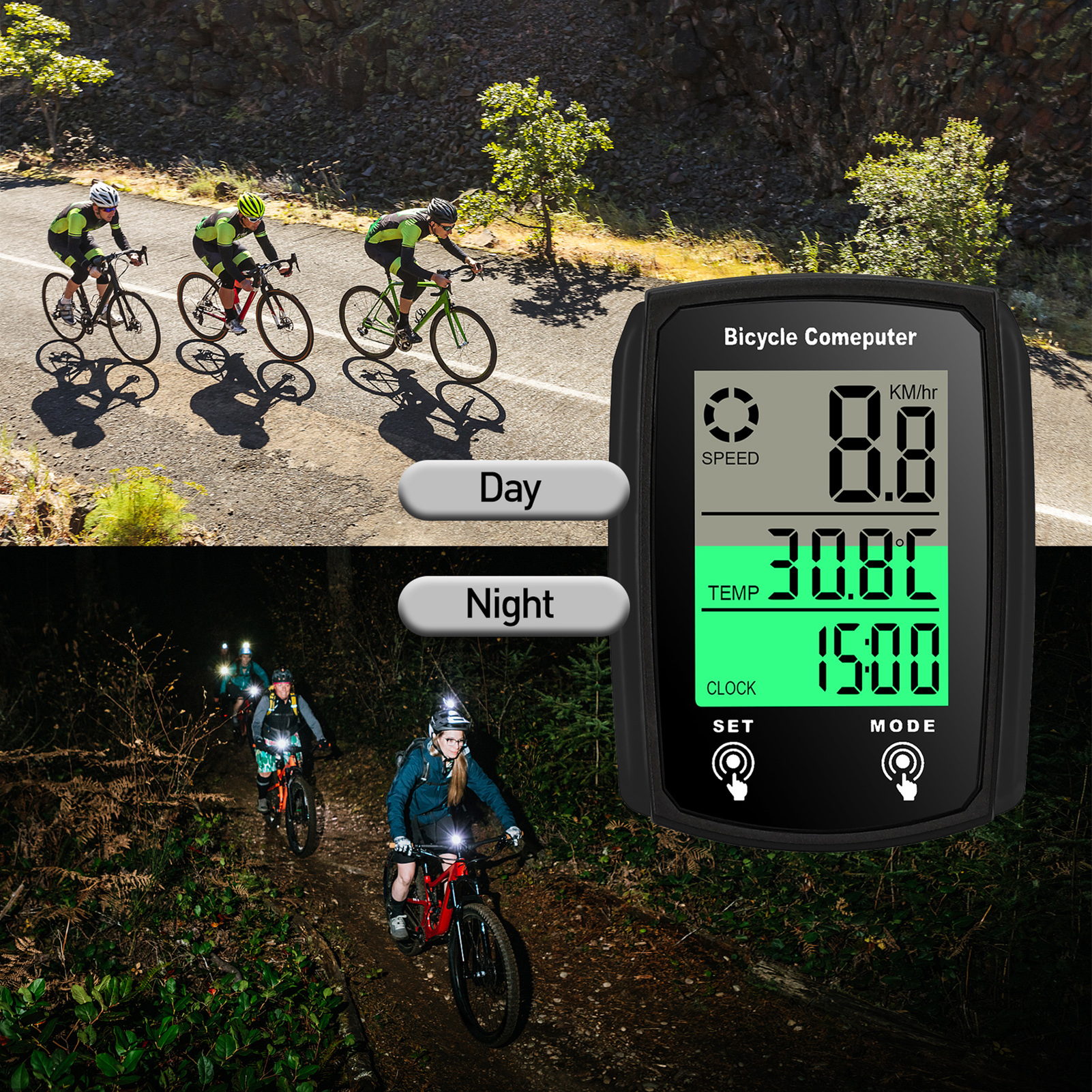 [3 Colors] Wired Bike Computer 19 Functions Touch Bike Speedometer ...